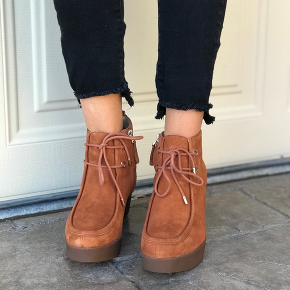 Urban Outfitters | Shoes | Distressed Rust Lug Sole Wedge Tall Ankle ...